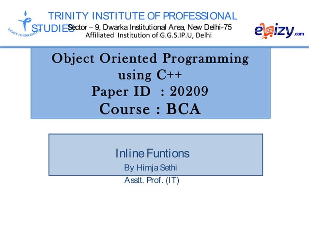 Object oriented programming using c++ | PPT