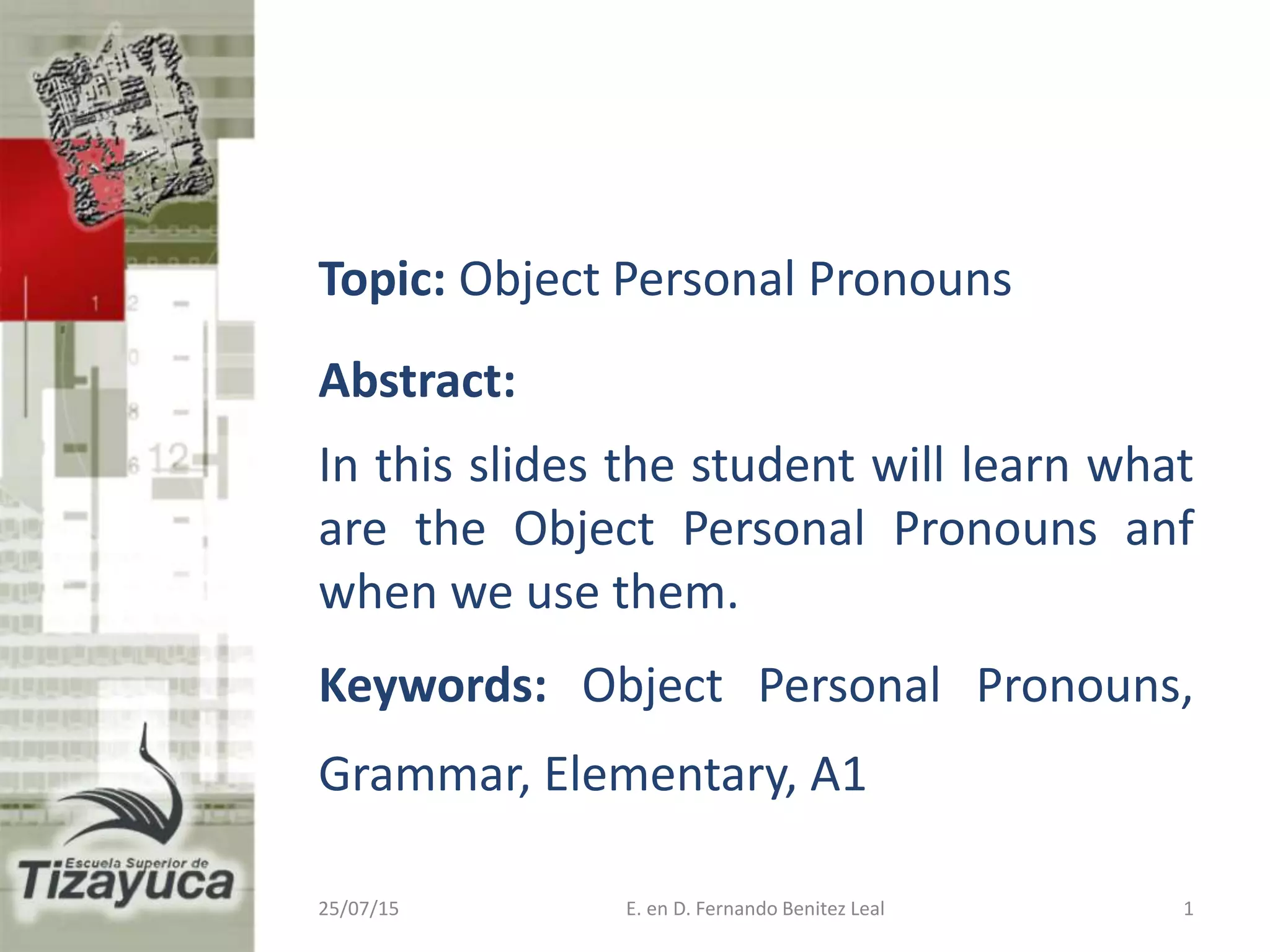 Object Personal Pronouns | PPTX