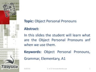 Object Personal Pronouns | PPT