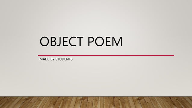 Object poem students | PPT