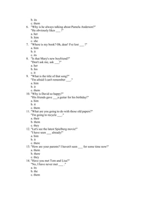 Object pronouns | PDF