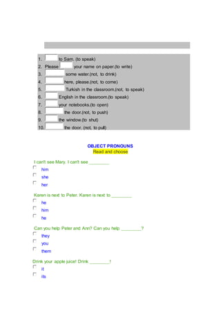 Object pronouns | PDF