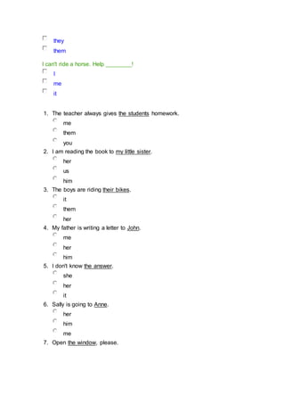 Object pronouns | PDF