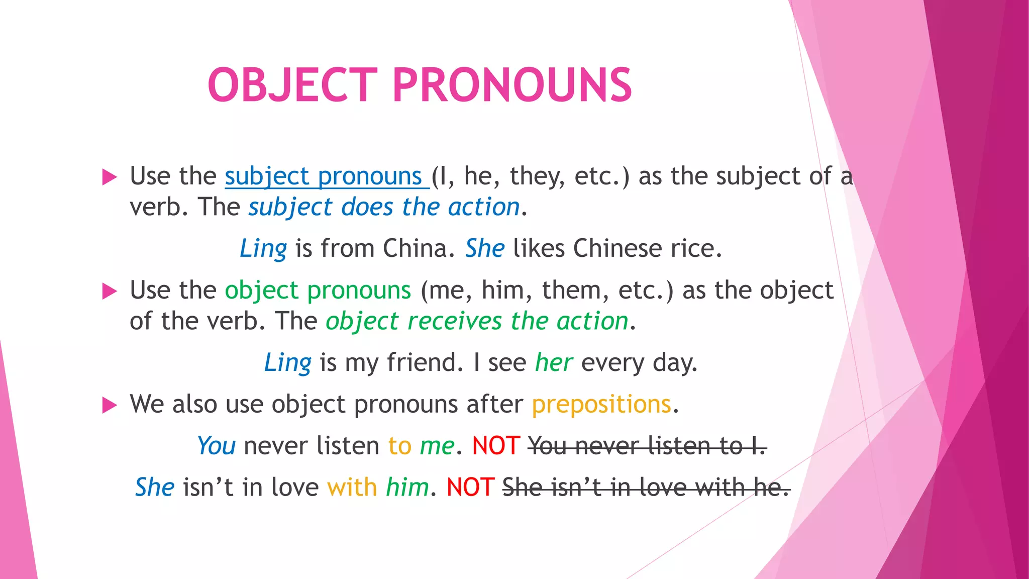 Object pronouns | PPTX | Programming Languages | Computing