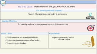 Mastering Object Pronouns in Year 2 English Lessons | PPTX