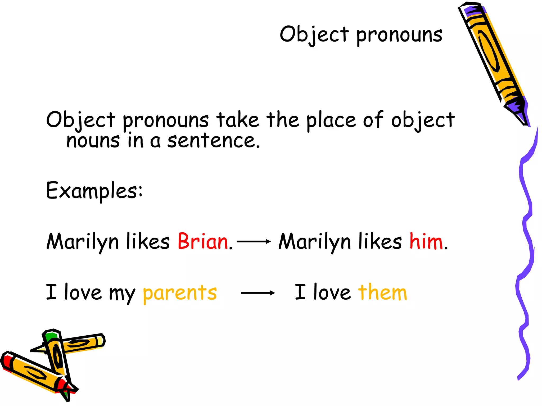 Object pronouns explanation | PPT