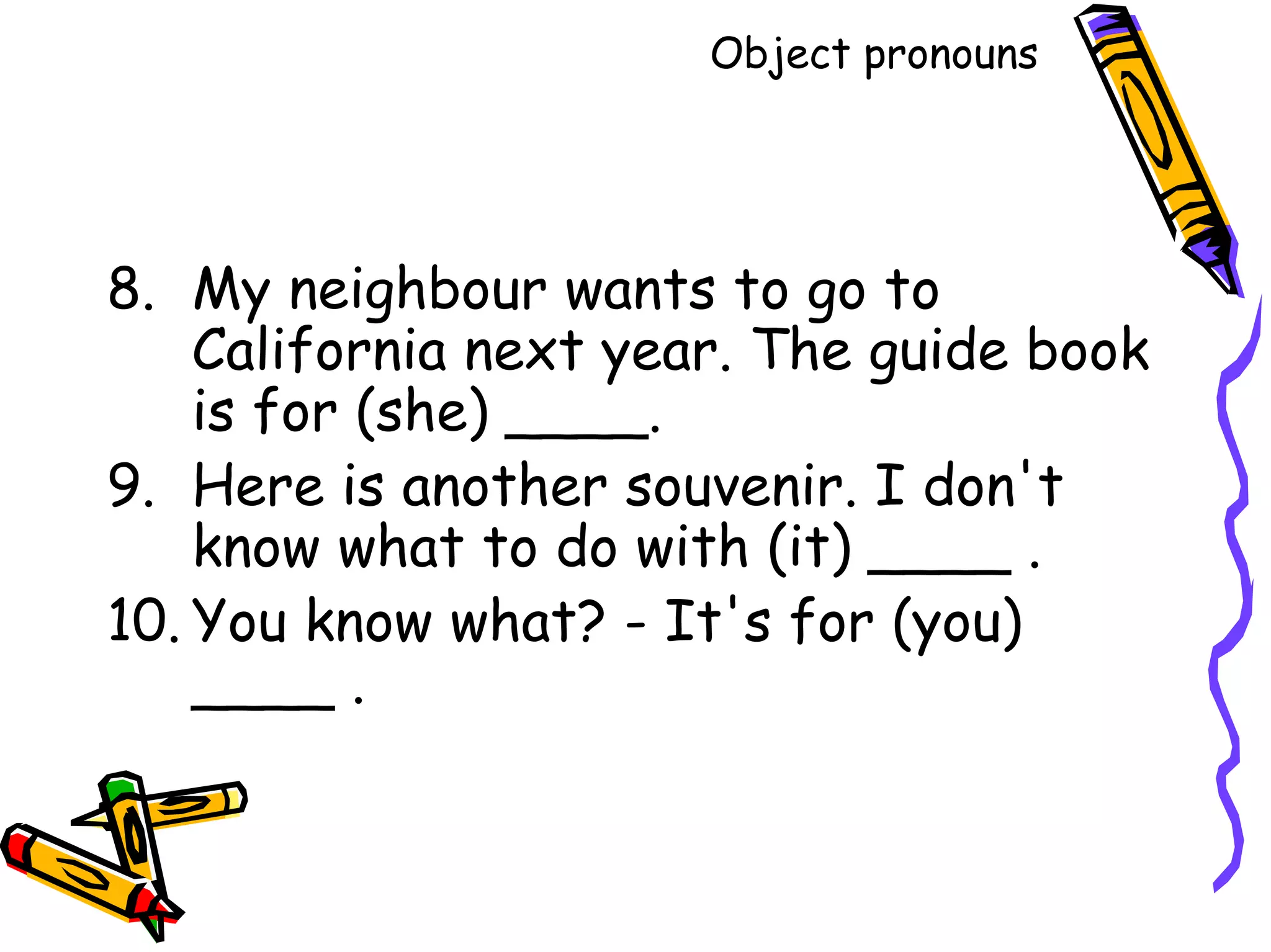 Object pronouns explanation | PPT