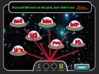 Object pronouns spaceship game | PPT
