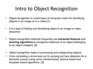 Introduction to Object recognition | PPTX