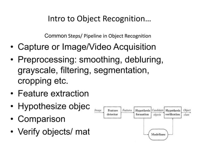Introduction to Object recognition | PPTX