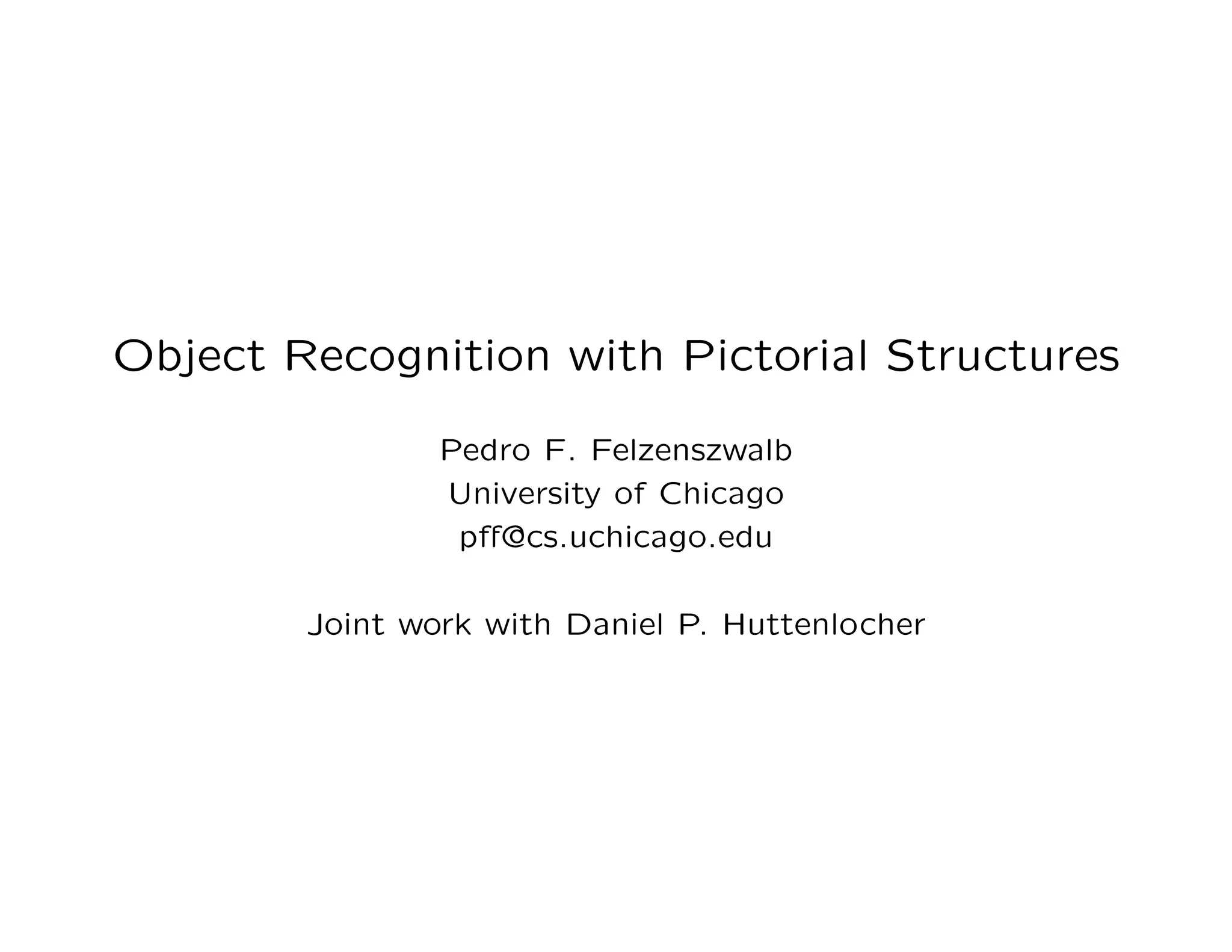 Object Recognition With Pictorial Structures Ppt