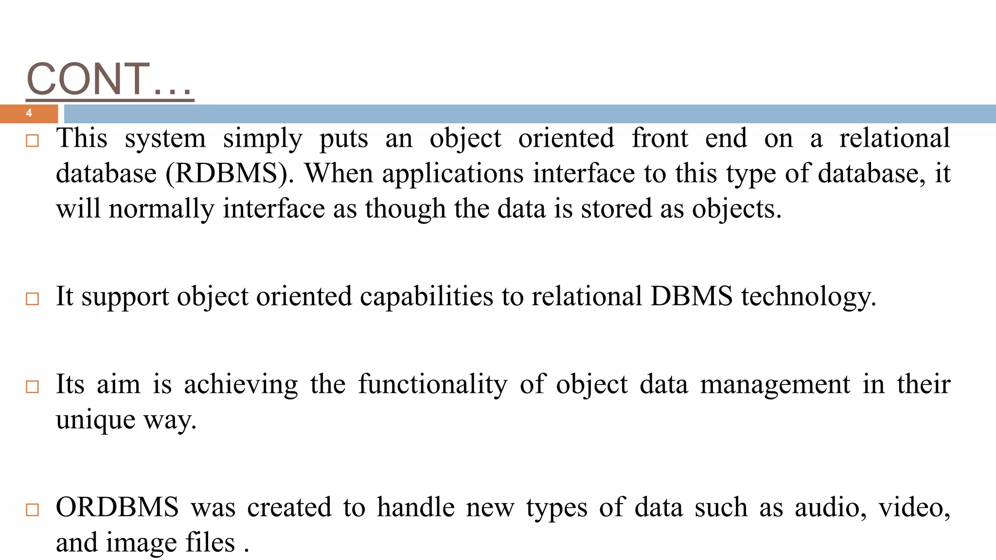 Object Relational Database Management System Pptx Databases