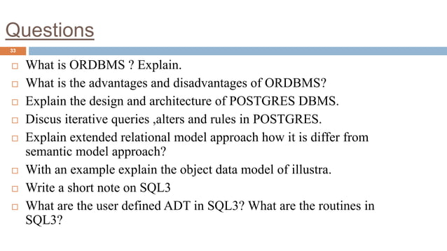 Object relational database management system | PPTX | Databases ...
