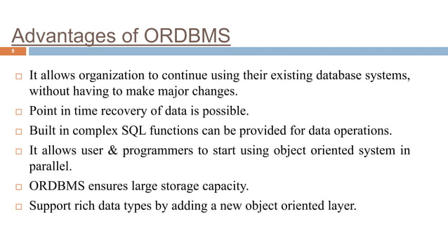 Object relational database management system | PPTX | Databases | Computer Software and Applications