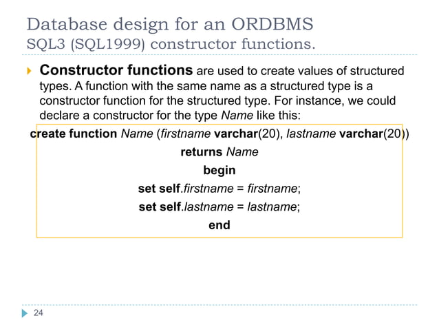Object Relational And Extended Relational Databases Pptx Databases Computer Software And