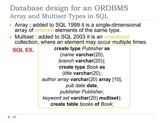 Object Relational And Extended Relational Databases Ppt