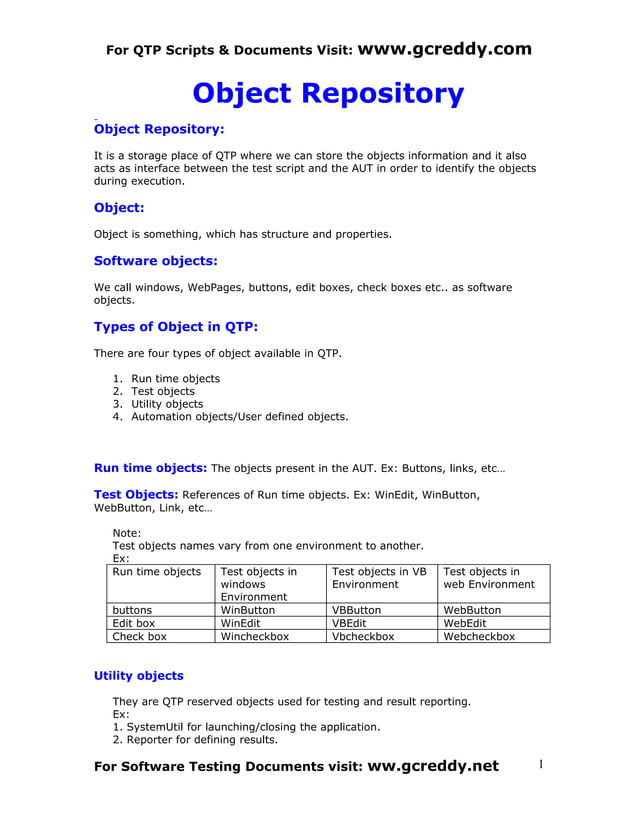 Object Repository | DOC | Operating Systems | Computer Software and ...
