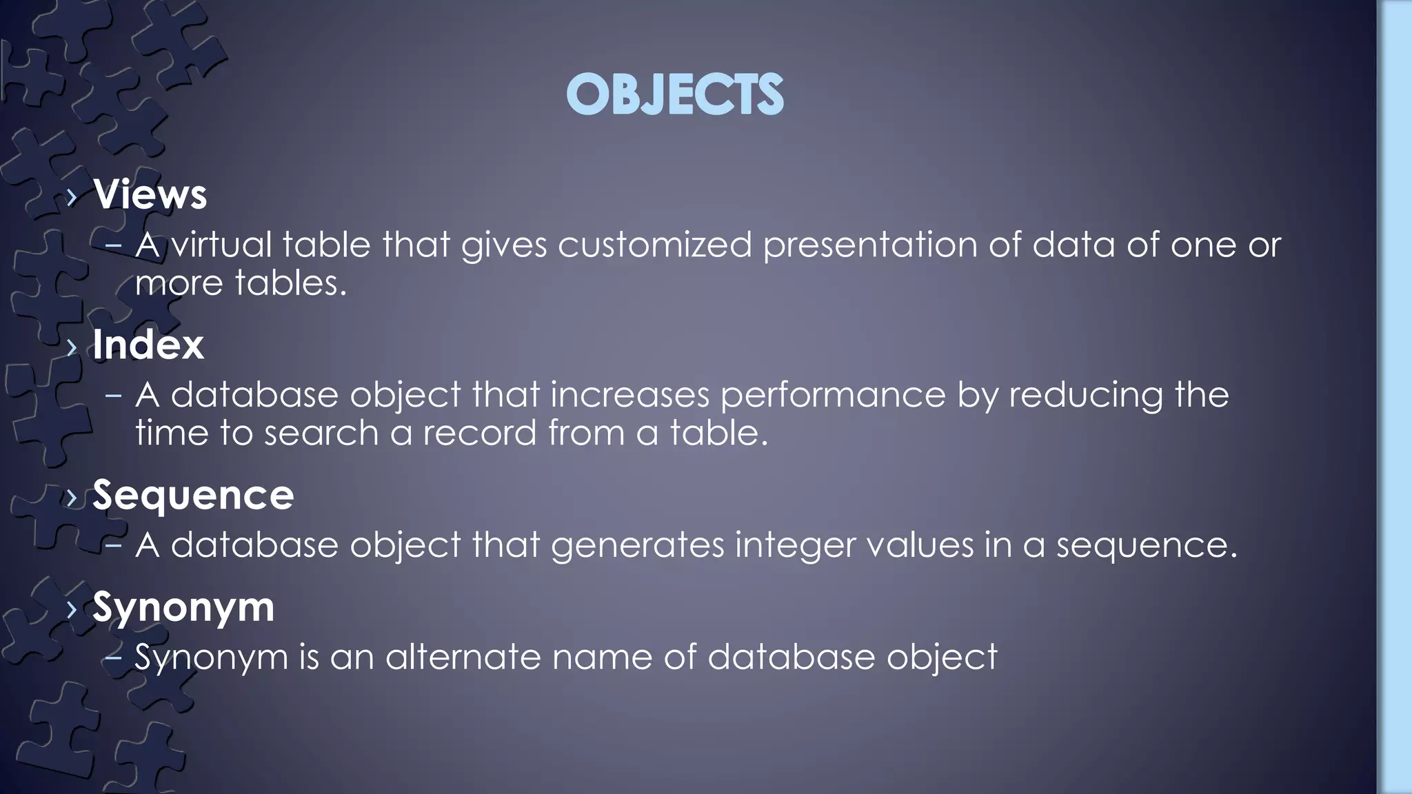 Schema Objects | PPT