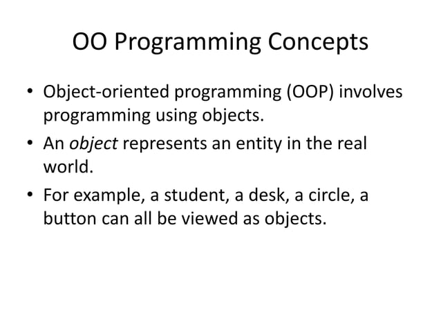 Objects and Classes in JAVA introduction | PPTX