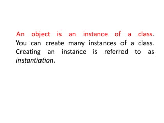 Objects and Classes in JAVA introduction | PPTX