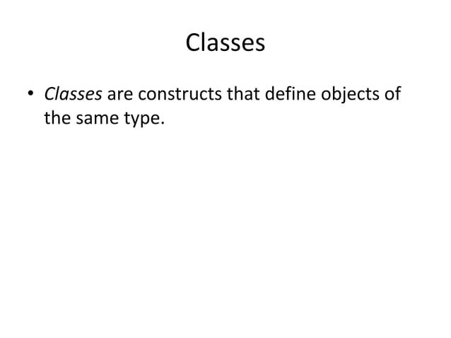 Objects and Classes in JAVA introduction | PPTX