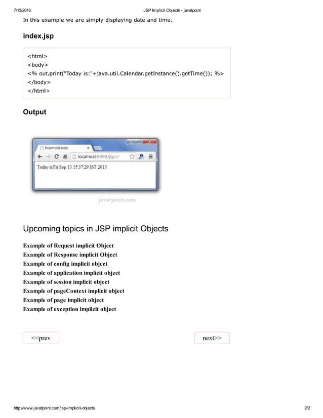 Objects in jsp | PDF