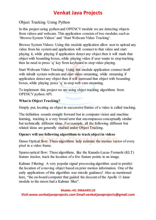 Object tracking using python | PDF