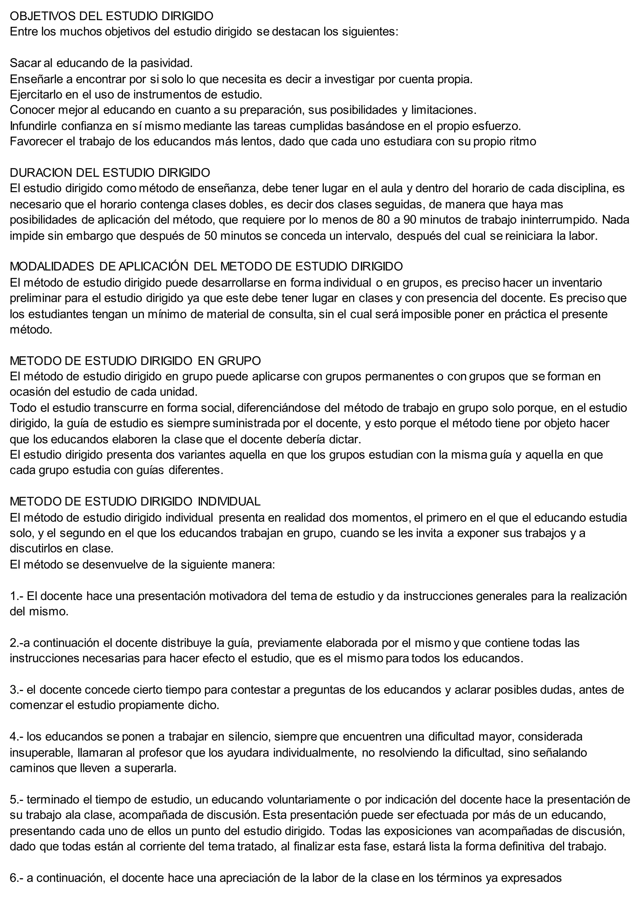 Objetivos del estudio dirigido | DOCX