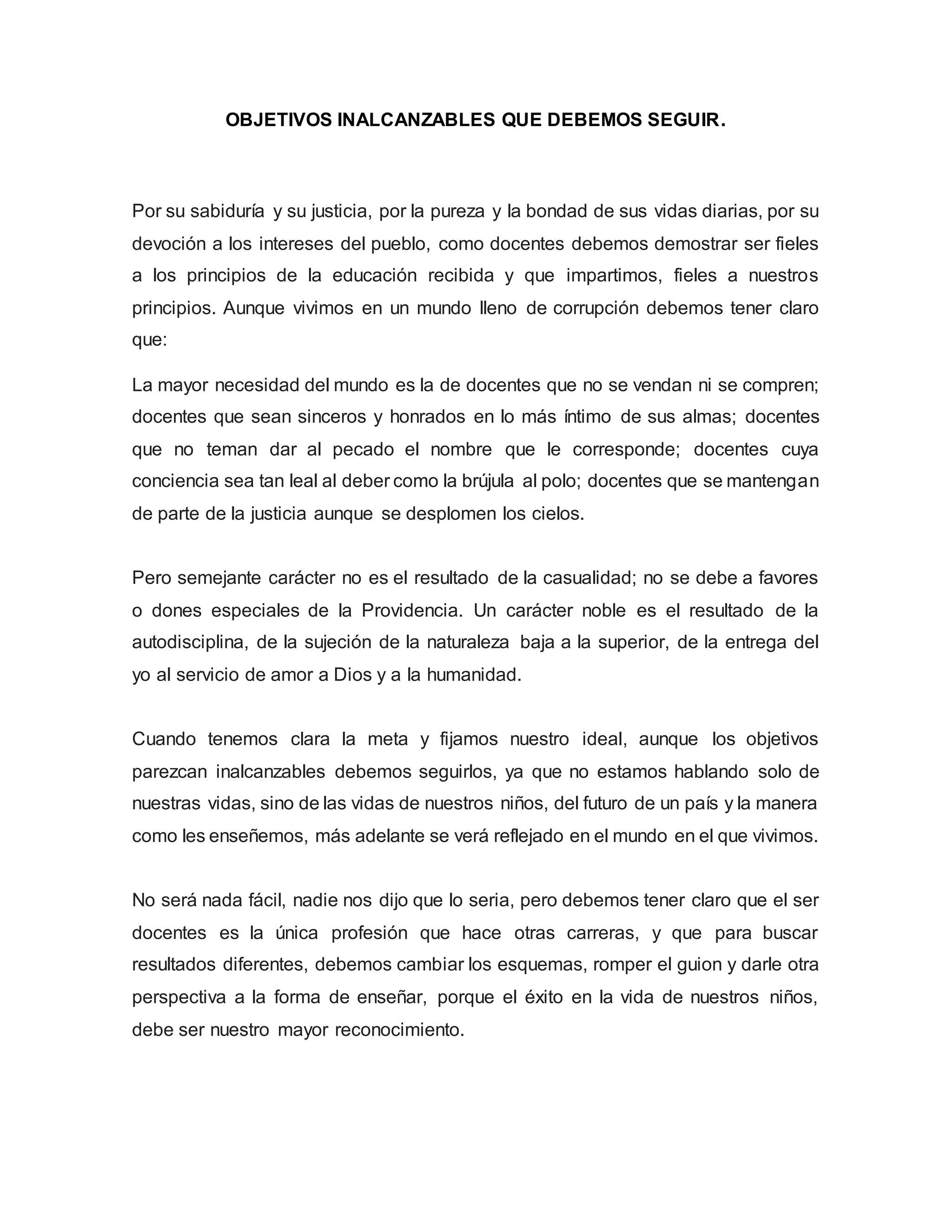 Objetivos inalcanzables que debemos seguir | DOCX | Religion & Spirituality