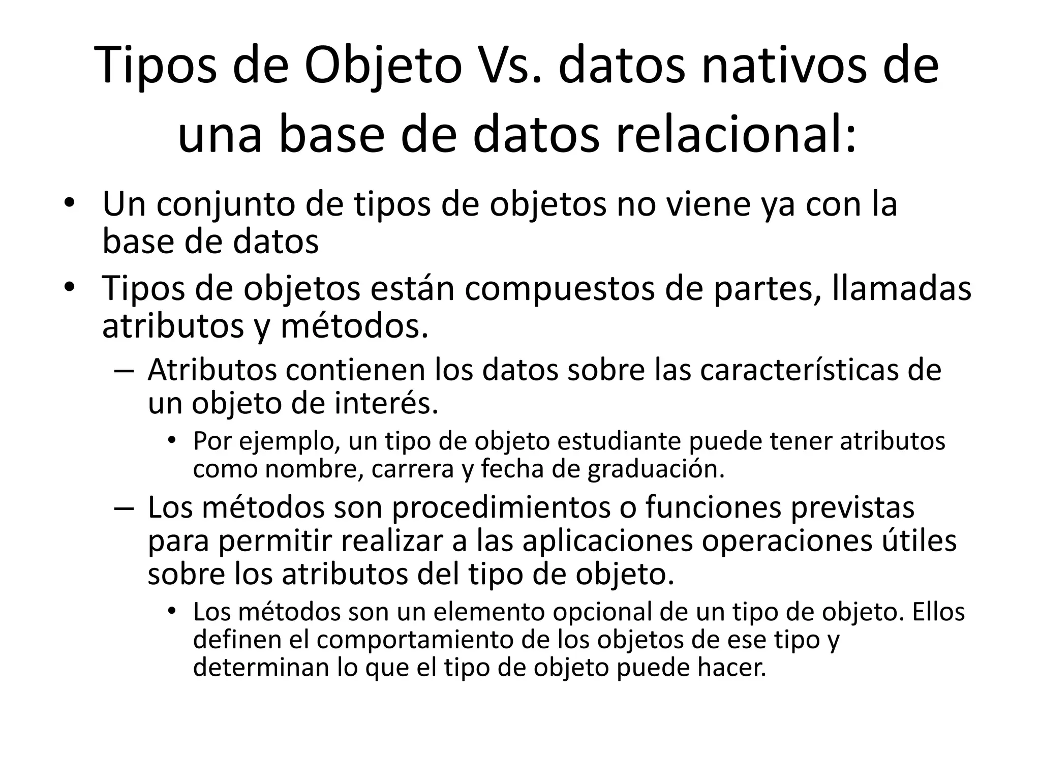 Objeto relacional bases datos 2 | PPT