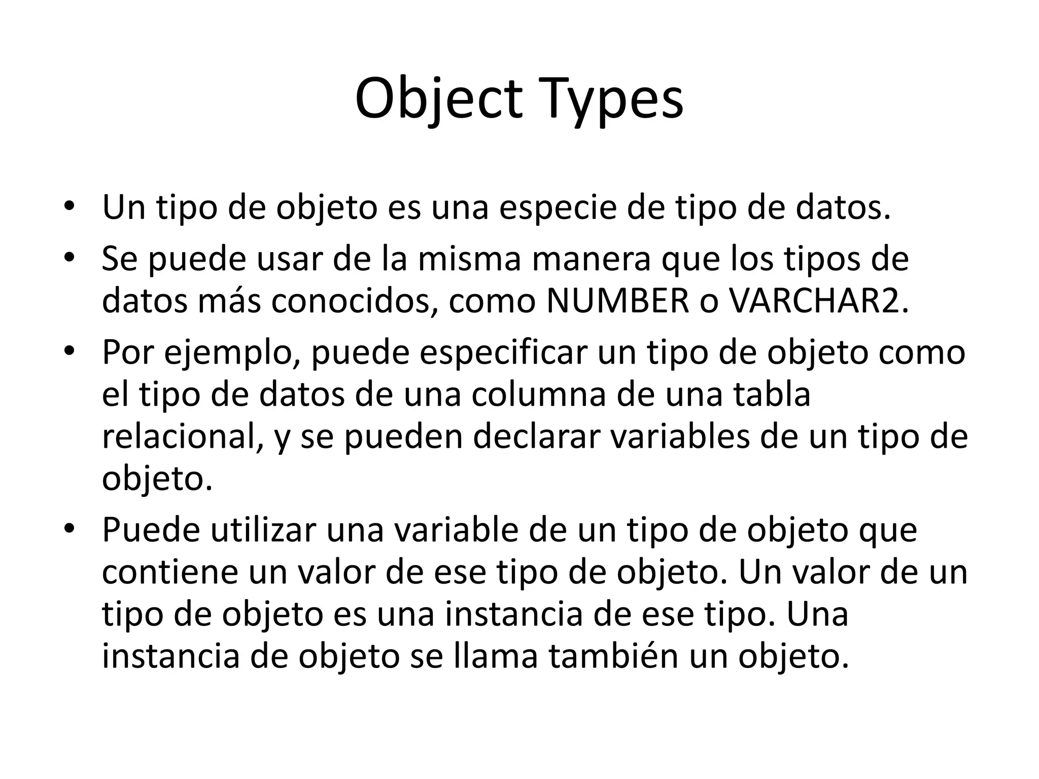 Objeto relacional bases datos 2 | PPT