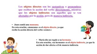 Objeto directo e indirecto educacion primaria y enseñanza del español | PPT