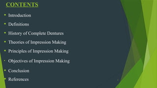 Objectives of impression making in Complete denture | PPTX