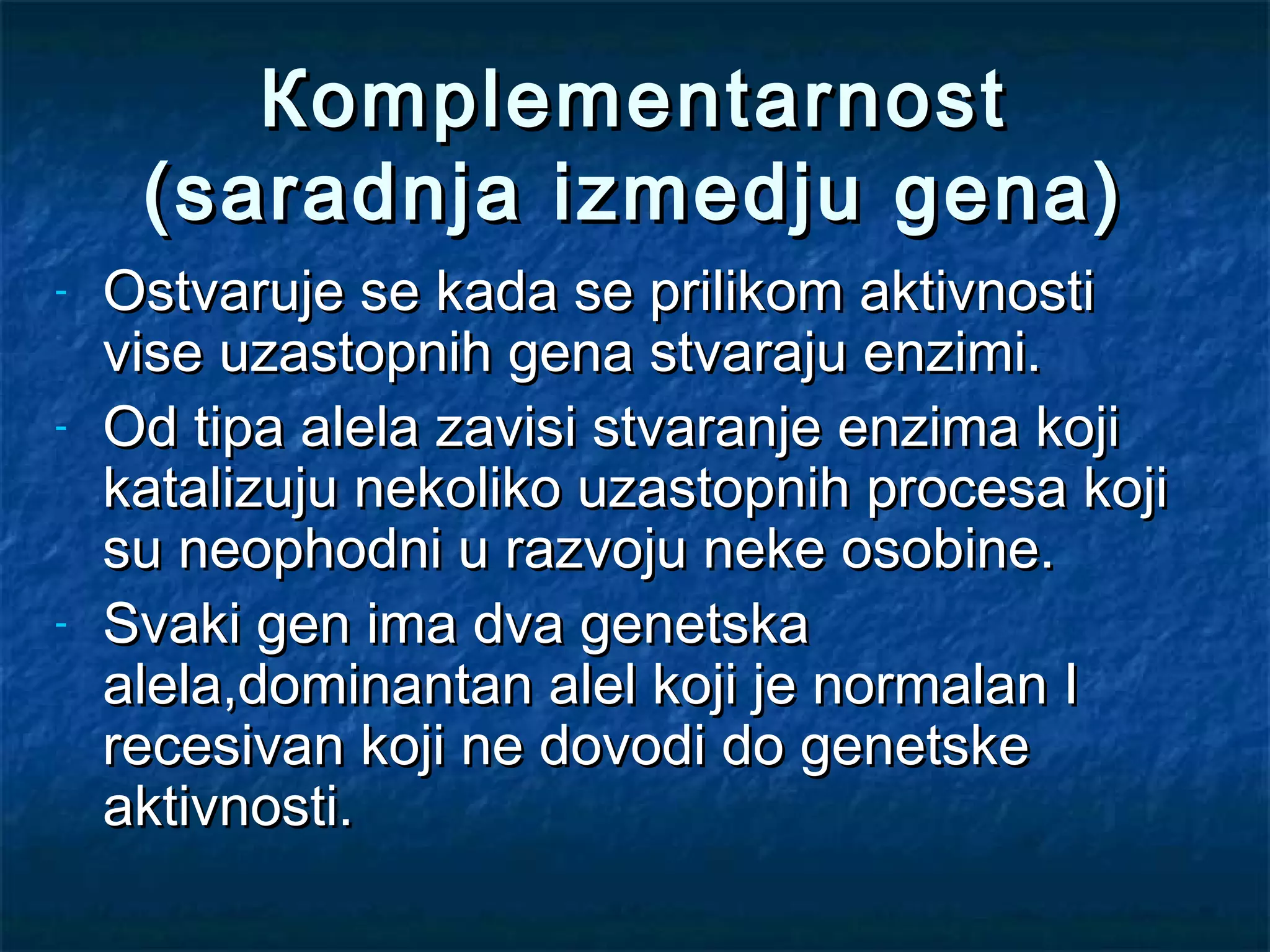 Oblici interakcije medju genima | PPT