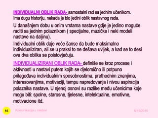 Oblici nastavnog rada prilika za komunikaciju | PPTX