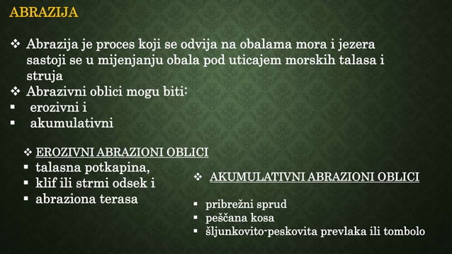 Oblici reljefa nastali radom spoljašnjih sila | PPTX