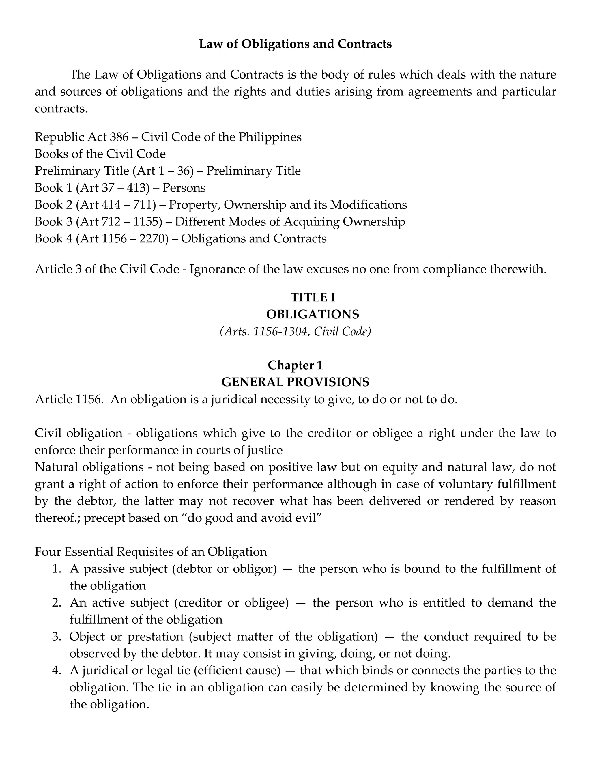 Obligations and contracts | PDF