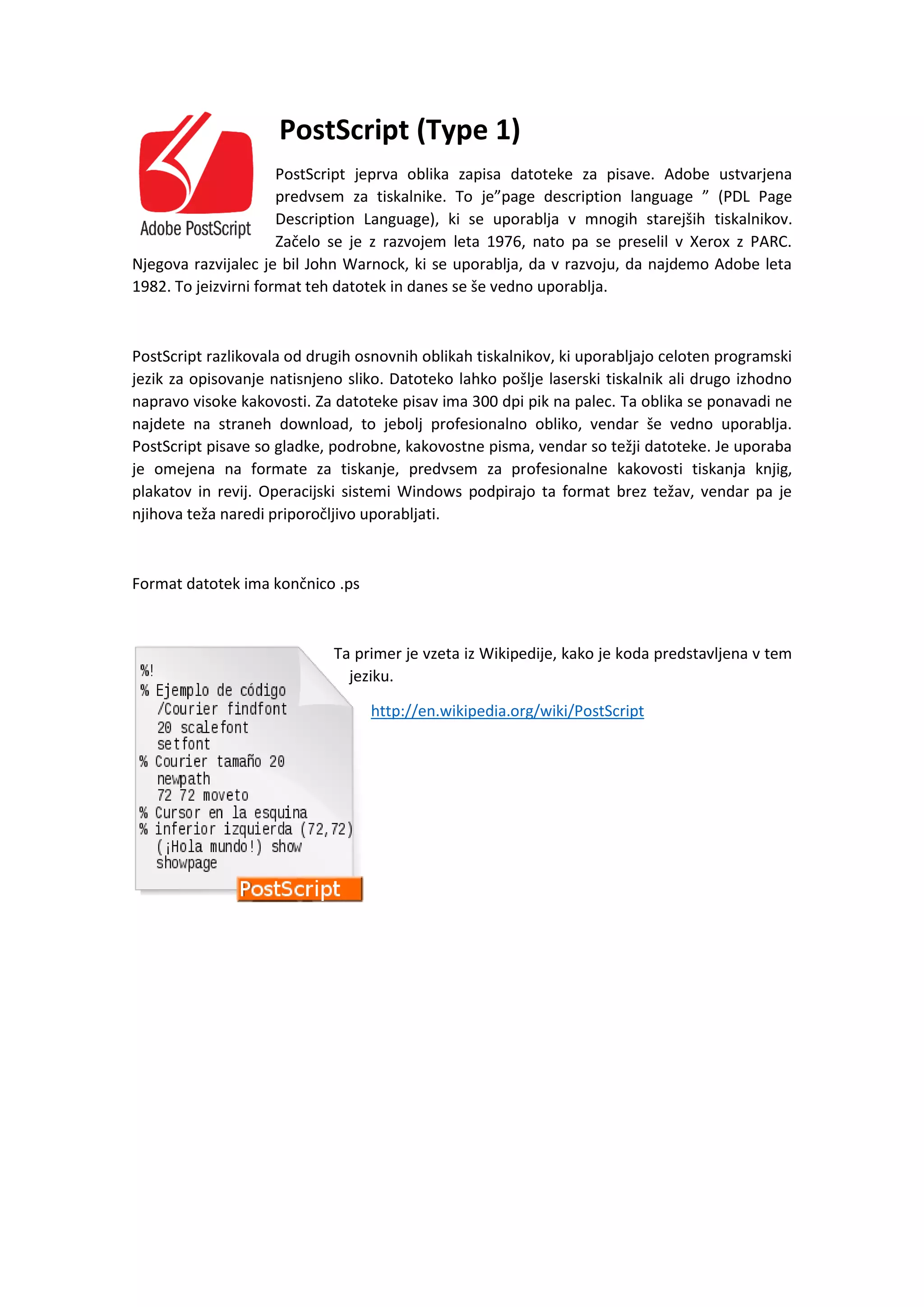 Oblike datotek pisav: TrueType (TTF), PostScript y OpenType (OTF) | PDF