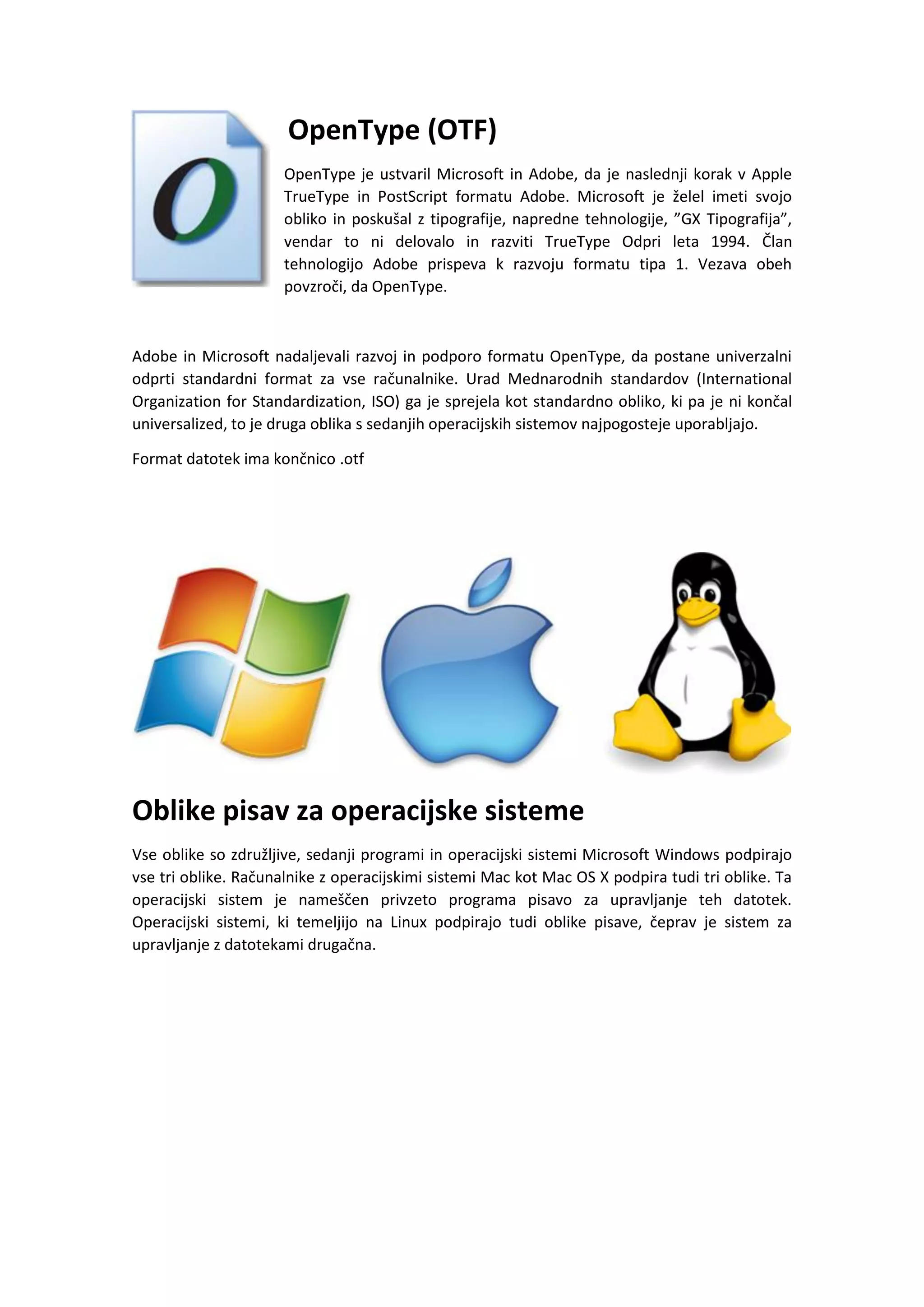 Oblike datotek pisav: TrueType (TTF), PostScript y OpenType (OTF) | PDF