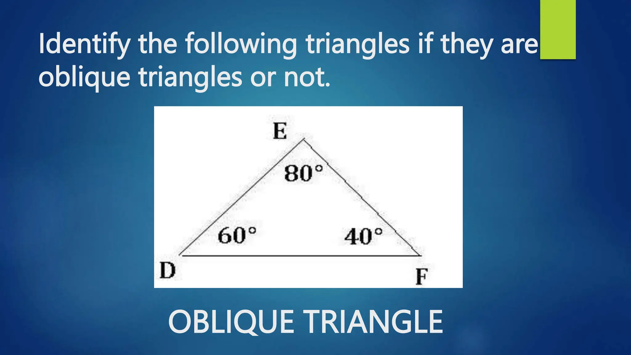 OBLIQUE TRIANGLES fourth quarter lesson in math grade 9 | PPTX