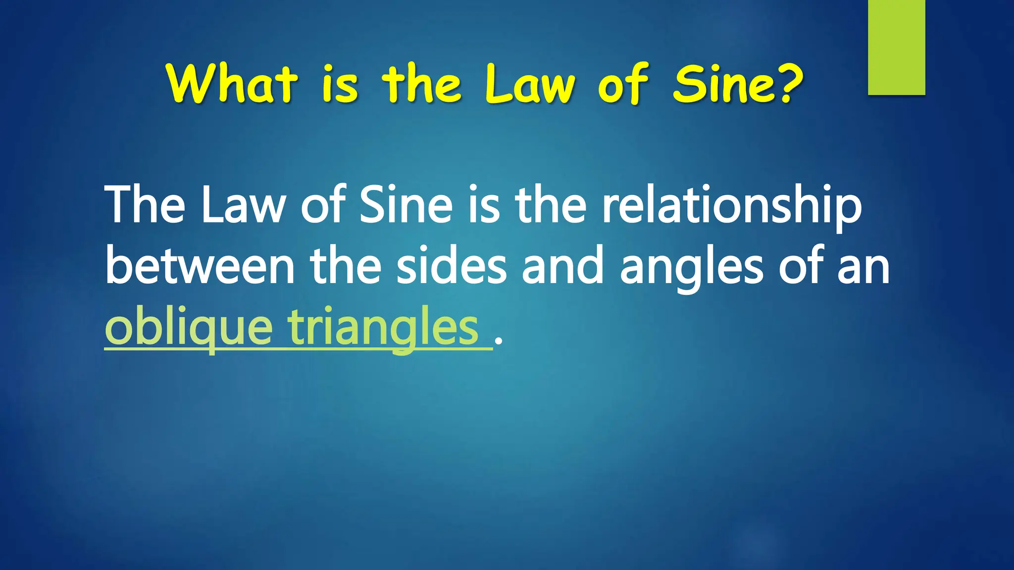 OBLIQUE TRIANGLES fourth quarter lesson in math grade 9 | PPTX