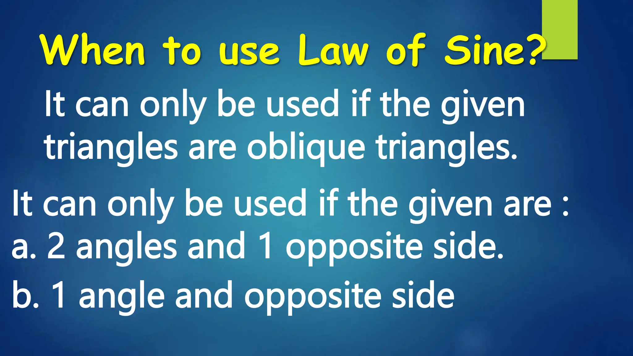 OBLIQUE TRIANGLES fourth quarter lesson in math grade 9 | PPTX