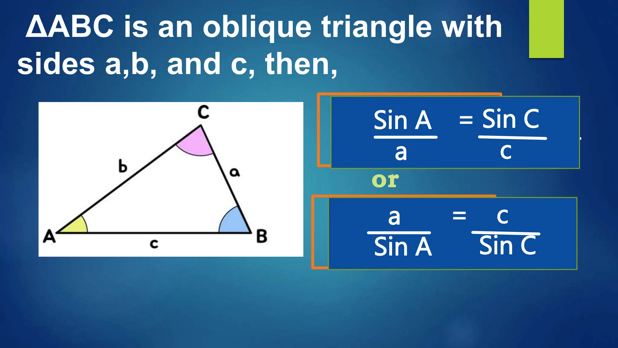 OBLIQUE TRIANGLES fourth quarter lesson in math grade 9 | PPTX