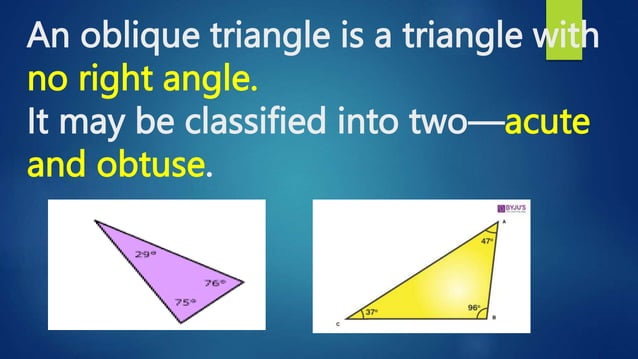 OBLIQUE TRIANGLES fourth quarter lesson in math grade 9 | PPTX
