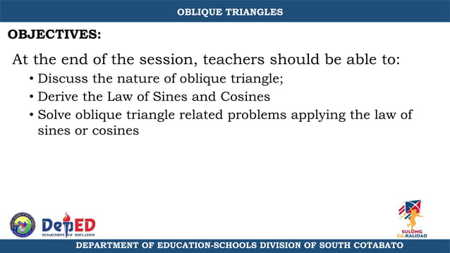 OBLIQUE TRIANGLES .pptx | Physics | Science
