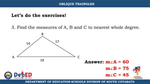 OBLIQUE TRIANGLES .pptx | Physics | Science