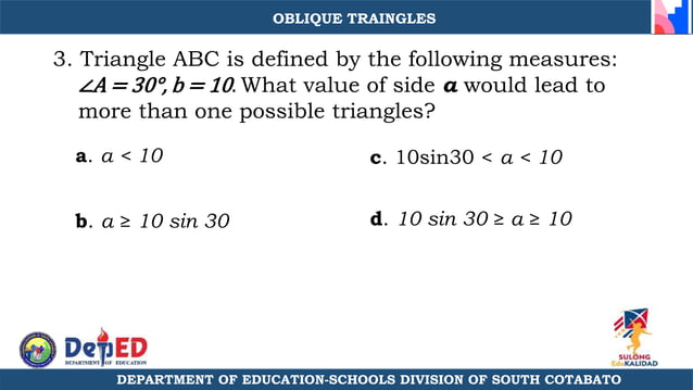 OBLIQUE TRIANGLES.pptx | Physics | Science