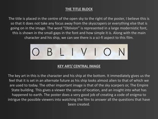 Oblivion film poster analysis | PPT
