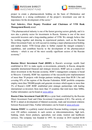 RDIF, RCIF and leading Middle Eastern investors to support the creation ...