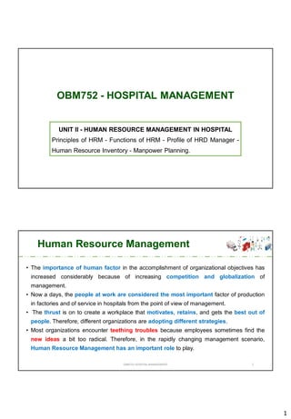 OBM752-Hospital Management Unit:2 | PDF